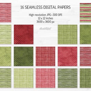 Christmas Digital Paper Pack Watercolor Polka Dot Seamless Pattern ...