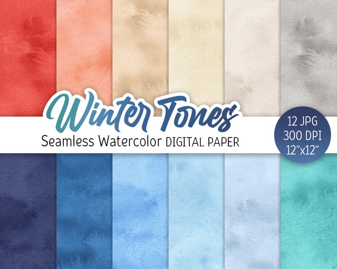 Watercolor Winter Digital Paper Pack Winter Hues Seamless Pattern ...
