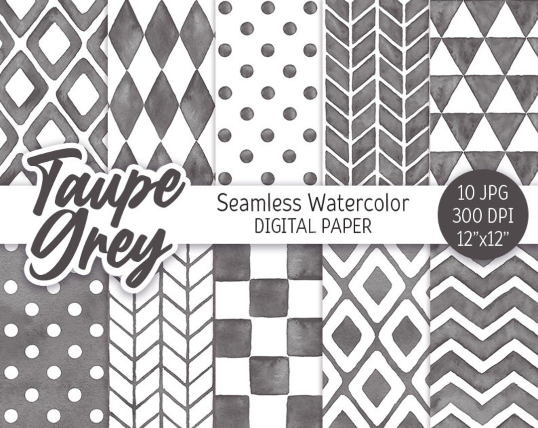 Dark Grey Geometric Pattern Watercolor Digital Paper Pack Printable ...