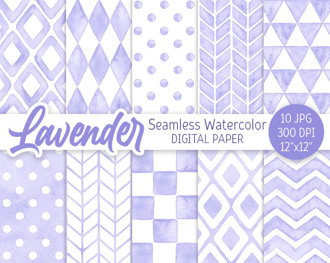 Lavender Purple Geometric Pattern Watercolor Seamless Digital Paper ...