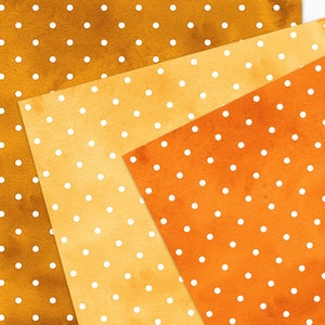 Yellow Orange Polka Dot Watercolor Background Ombre Digital Paper Pack ...