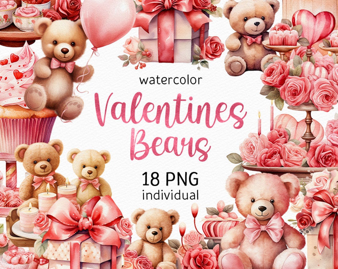 Watercolor Valentine's Day Clipart Valentine PNG Love Clipart Sweets ...