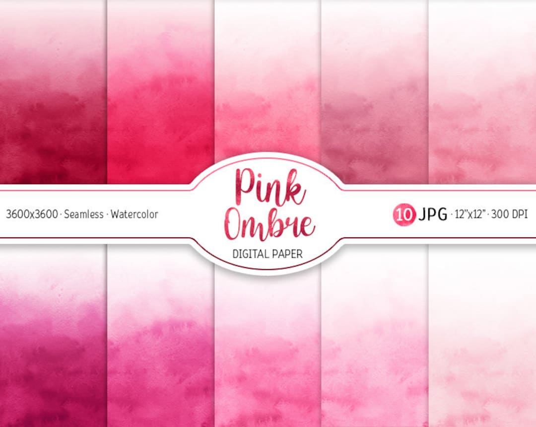 Pink Ombre Watercolor Background Pink Digital Paper Pack Seamless ...