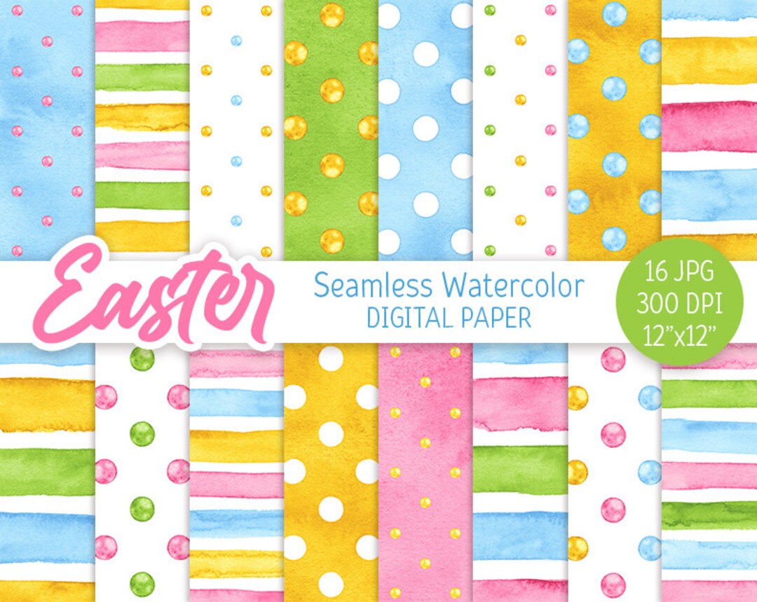 Easter Digital Paper Pack Watercolor Polka Dot Seamless - Etsy