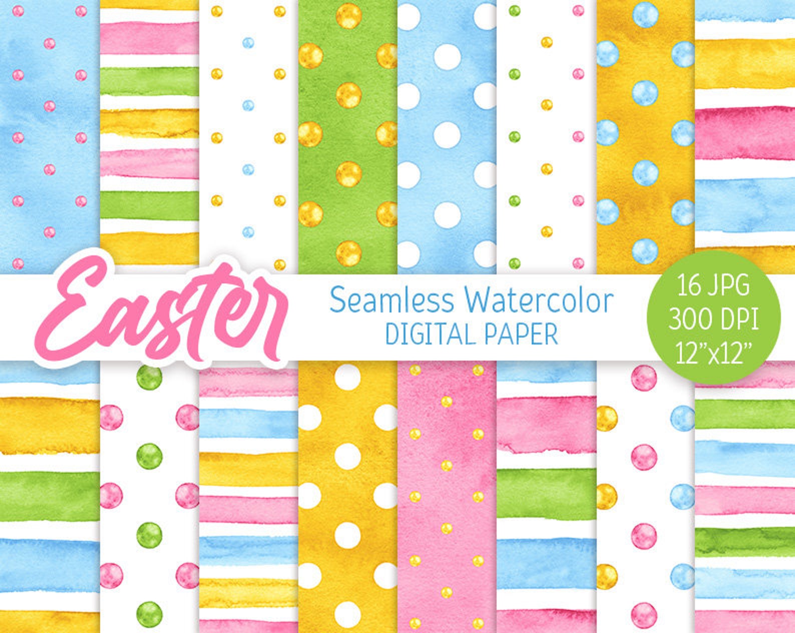 Easter Digital Paper Pack Watercolor Polka Dot Seamless - Etsy