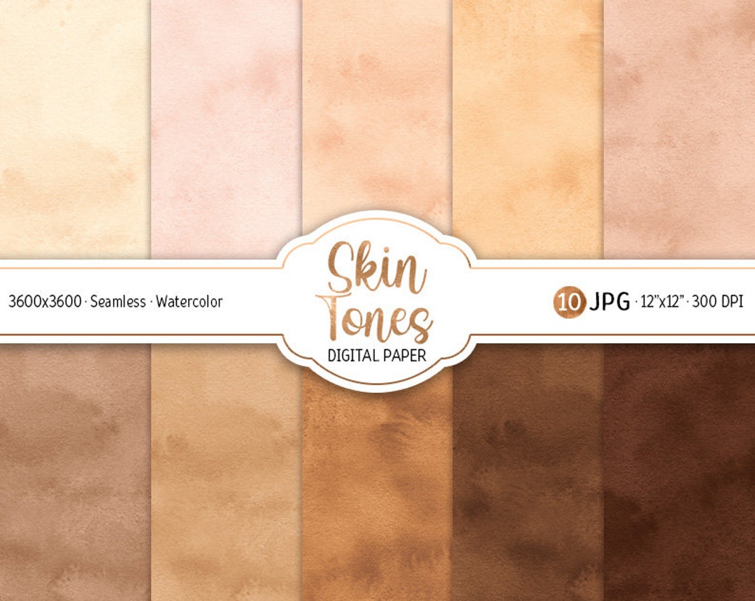 Watercolor Skin Tones Digital Paper Pack Neutral Shades Earthy Boho ...