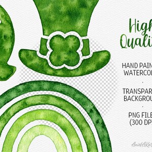Watercolor St. Patrick's Day Clipart Irish PNG Green Shamrock Clipart ...
