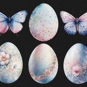 Watercolor Easter Clipart Bundle, Spring Clipart PNG, Basket Bird Eggs ...