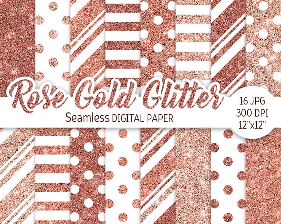 Rose Gold Glitter Digital Paper Pack Glam Sparkle Seamless Pattern ...