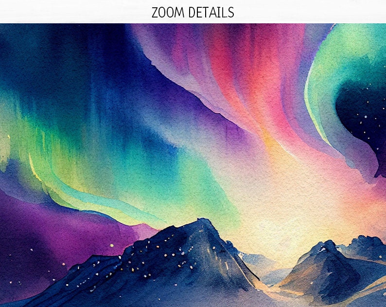 Northern Lights Digital Paper Pack Watercolor Aurora Borealis Printable ...