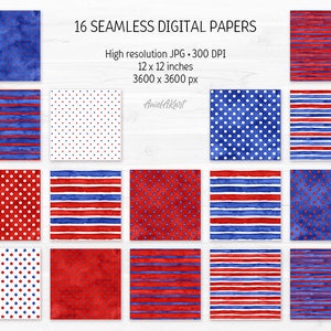 Red Blue Digital Paper Pack Watercolor Polka Dot Seamless Pattern ...