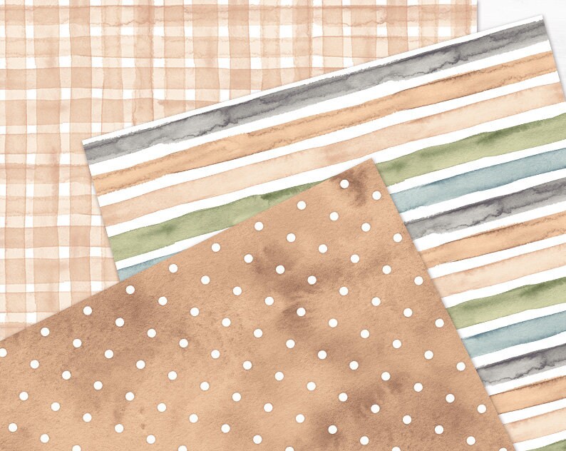 Watercolor Earth Tones Digital Paper Pack Neutral Boho Seamless Pattern ...