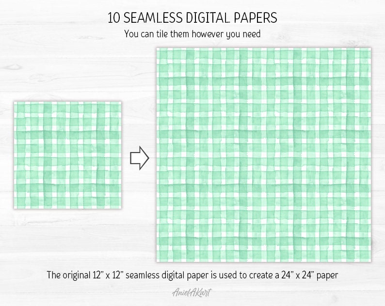 Mint Green Seamless Pattern Watercolor Polka Dot Digital Paper Pack ...