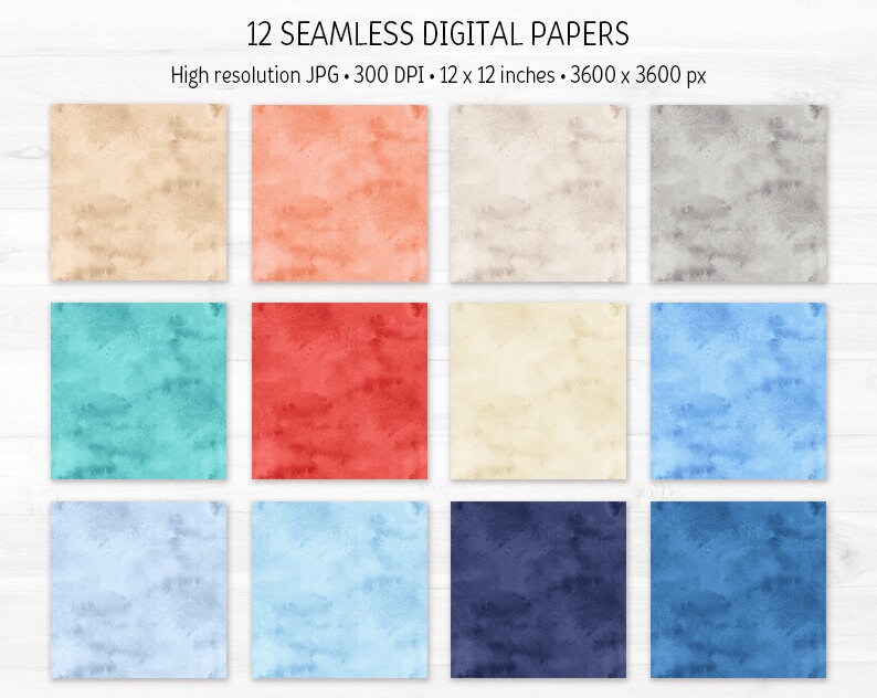 Watercolor Winter Digital Paper Pack Winter Hues Seamless Pattern ...