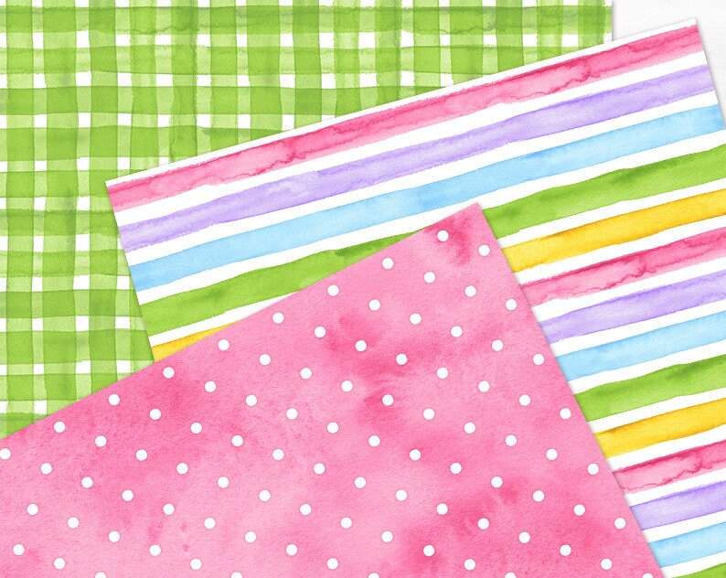 Easter Digital Paper Pack Watercolor Polka Dot Seamless Pattern ...
