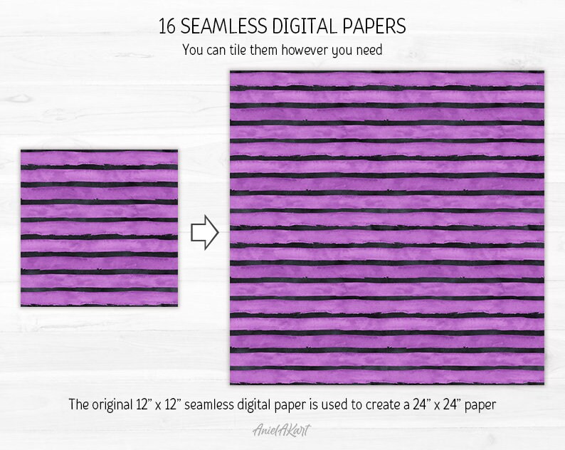 Purple Black Digital Paper Pack Watercolor Polka Dot Seamless Pattern ...