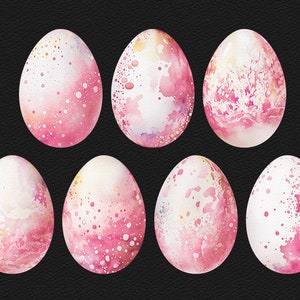 Watercolor Easter Eggs Clipart Bundle White and Pink Easter Egg PNG ...