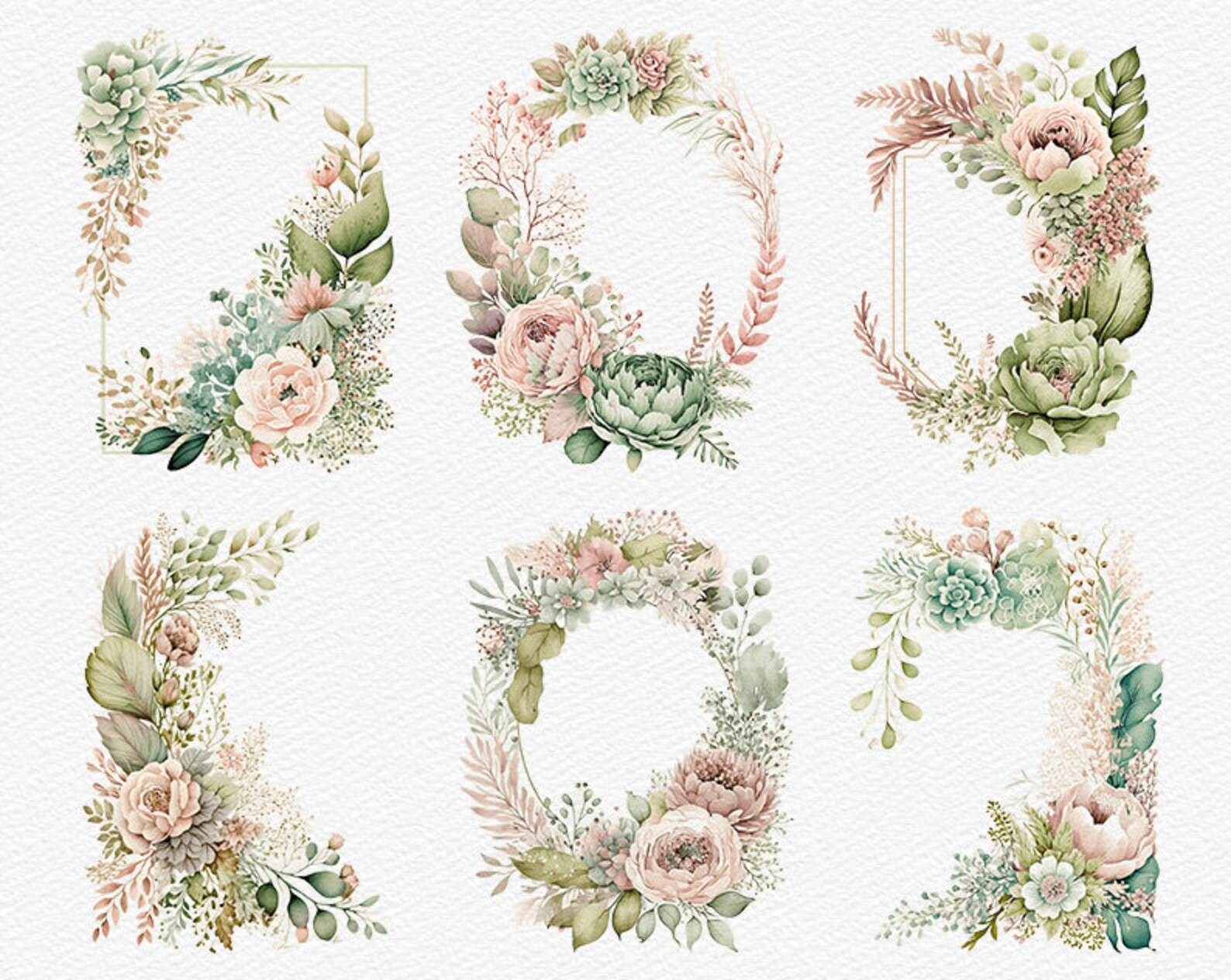 Watercolor Boho Floral Frame Clipart Flower Wreath Boho Wedding PNG ...