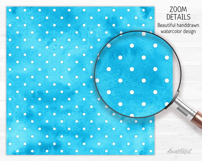 Turquoise Polka Dot Watercolor Background Teal Digital Paper Pack ...