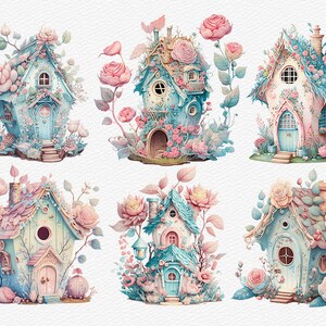 Pastel Fairy House Clipart Watercolor Flower Fairy House PNG ...