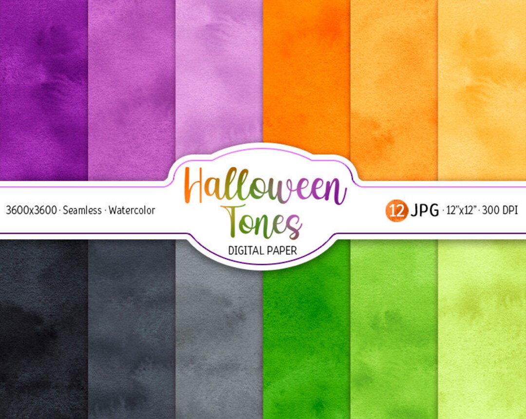 Watercolor Halloween Digital Paper Pack Halloween Hues Seamless Pattern ...