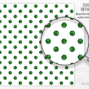 Green Seamless Pattern Watercolor Polka Dot Digital Paper Pack ...