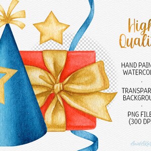 Watercolor Birthday Party Clipart Hand Painted Colorful Birthday PNG ...