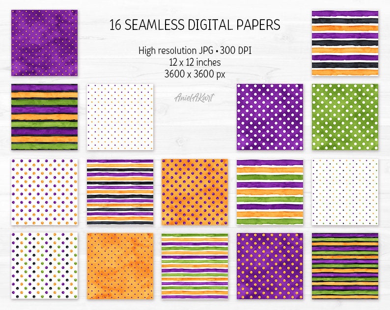 Halloween Digital Paper Pack Watercolor Polka Dot Seamless - Etsy