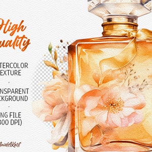 Watercolor Flower Perfume Bottles Clipart Pastel Perfume PNG Bundle ...