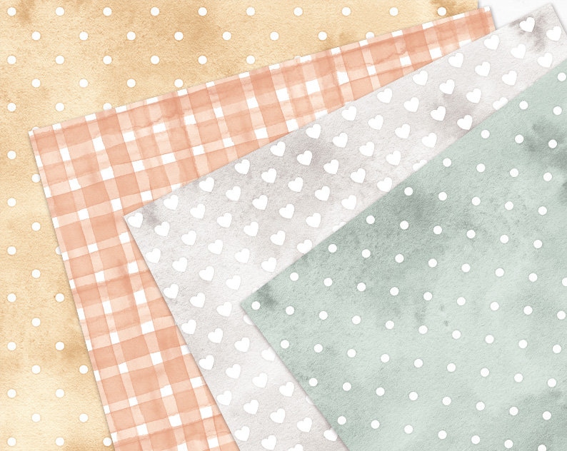 Boho Baby Digital Paper Pack Pastel Seamless Pattern Watercolor Polka ...