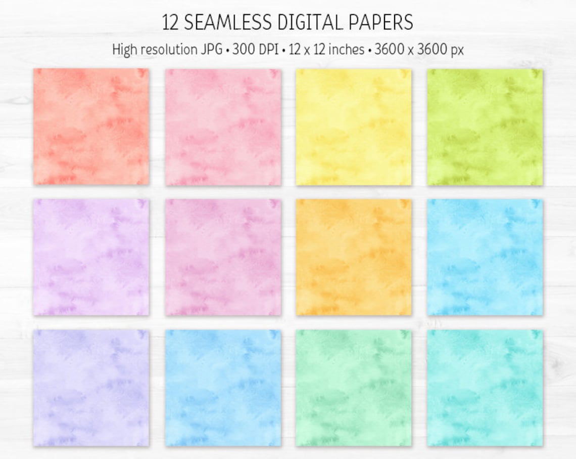 Pastel Watercolor Digital Paper Pack Pastel Rainbow Hues - Etsy