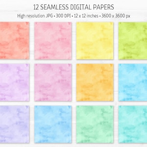 Pastel Watercolor Digital Paper Pack Pastel Rainbow Hues Seamless ...