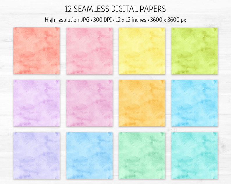 Pastel Watercolor Digital Paper Pack Pastel Rainbow Hues - Etsy