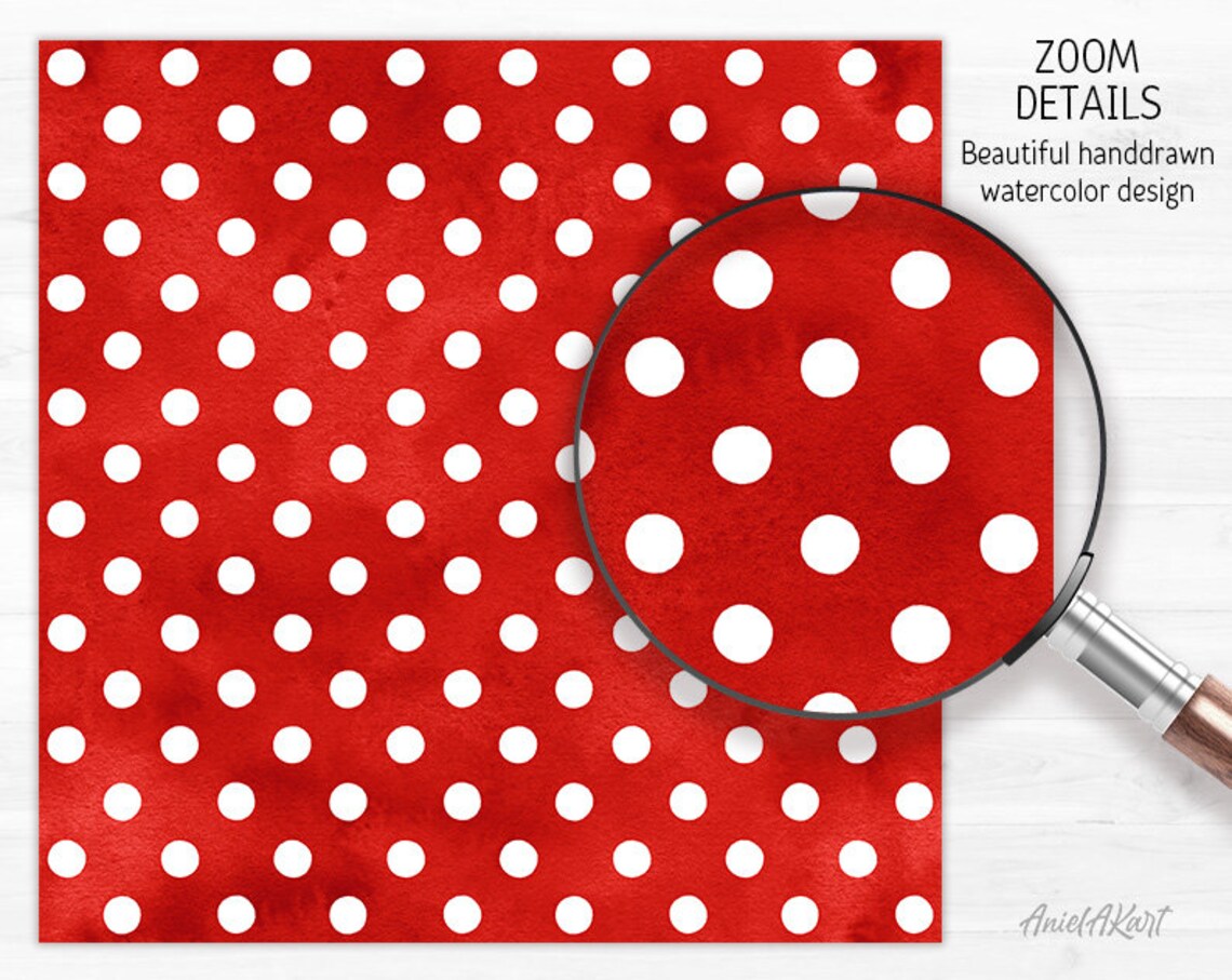 Red Black Digital Paper Pack Watercolor Polka Dot Seamless - Etsy
