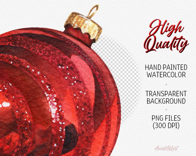Watercolor Christmas Bundle Clipart Individual Png Elements | Etsy