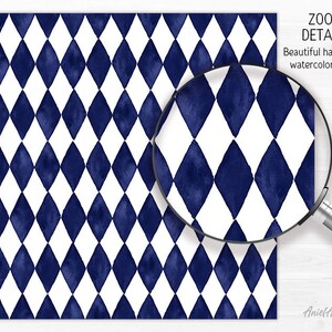 Royal Blue Geometric Pattern Watercolor Seamless Digital Paper Pack ...