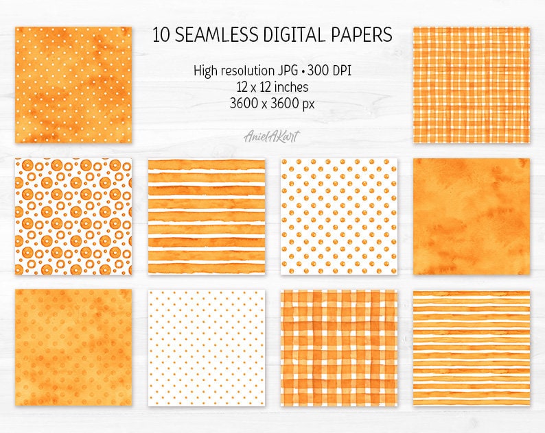 Orange Seamless Pattern Watercolor Polka Dot Digital Paper - Etsy