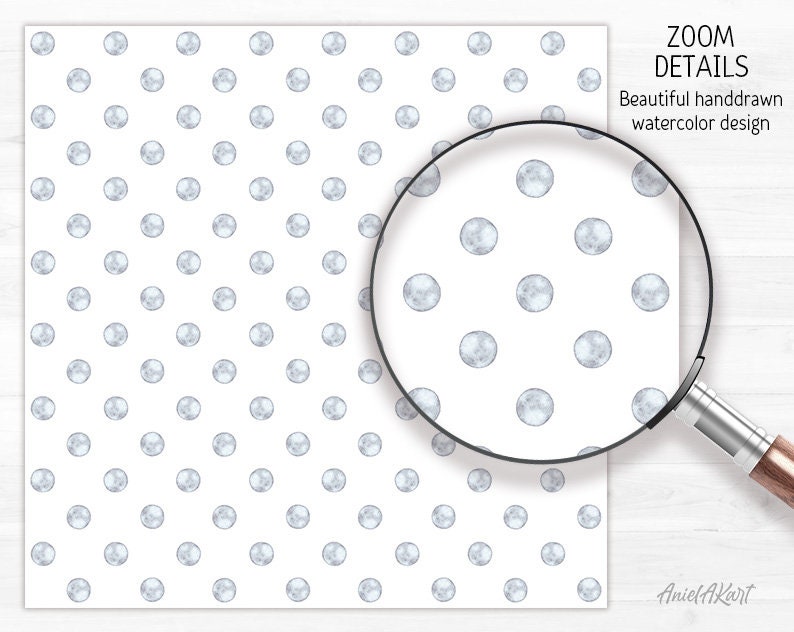 Light Grey Seamless Pattern Watercolor Polka Dot Digital Paper Pack ...