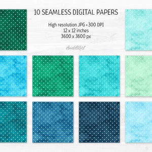 Turquoise Polka Dot Watercolor Background Teal Digital Paper Pack ...