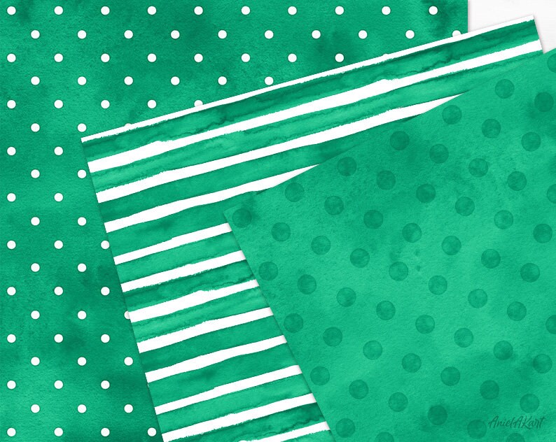 Emerald Green Seamless Pattern Watercolor Polka Dot Digital - Etsy