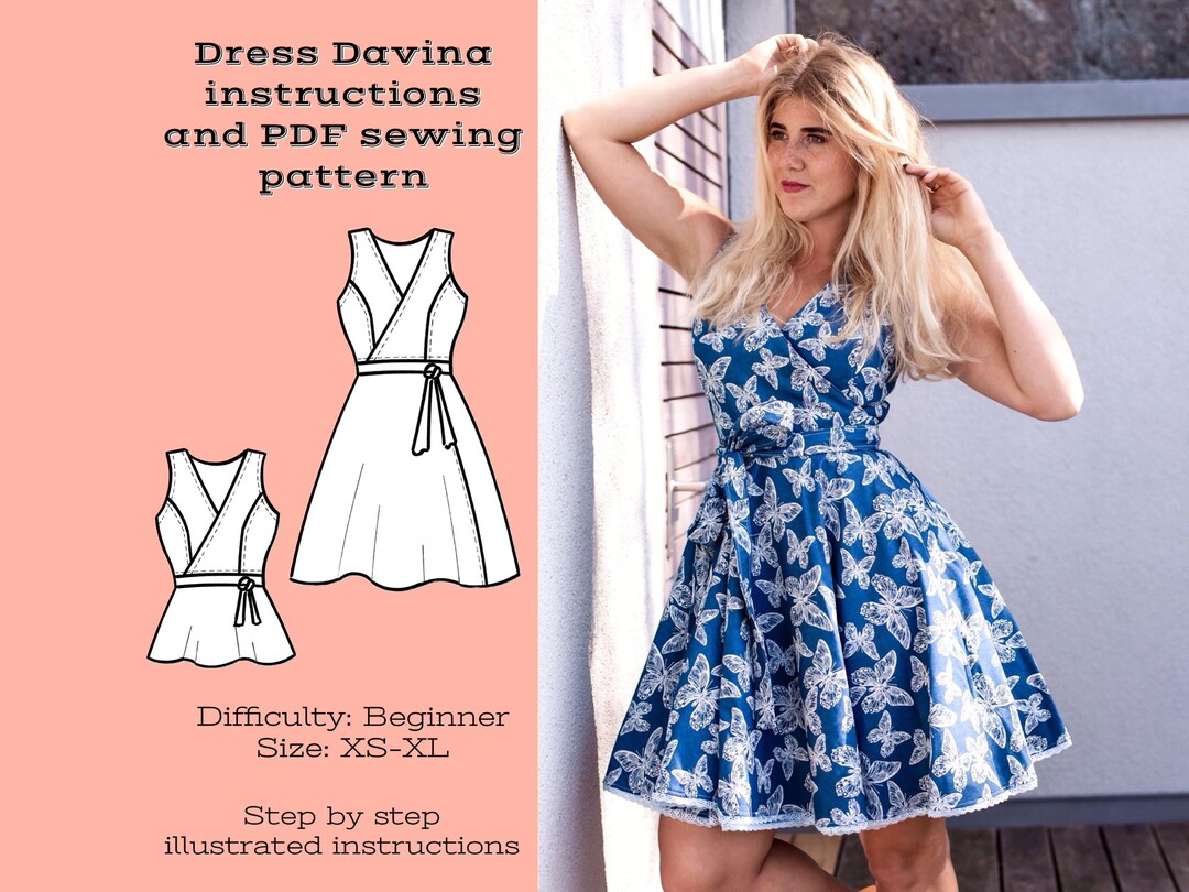Dress Davina PDF Sewing Pattern and Instructions (XS-XL) - Etsy