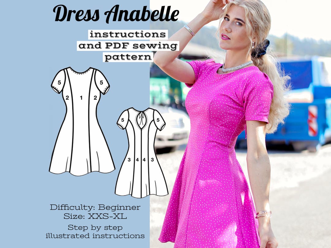 Dress Anabelle PDF Sewing Pattern and Instructions (XXS-XL) - Etsy