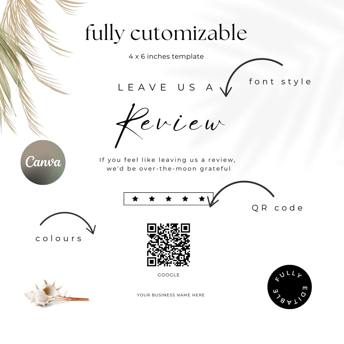 Review Sign Template With QR Code, Scan QR Code Card | Google Qr Code ...
