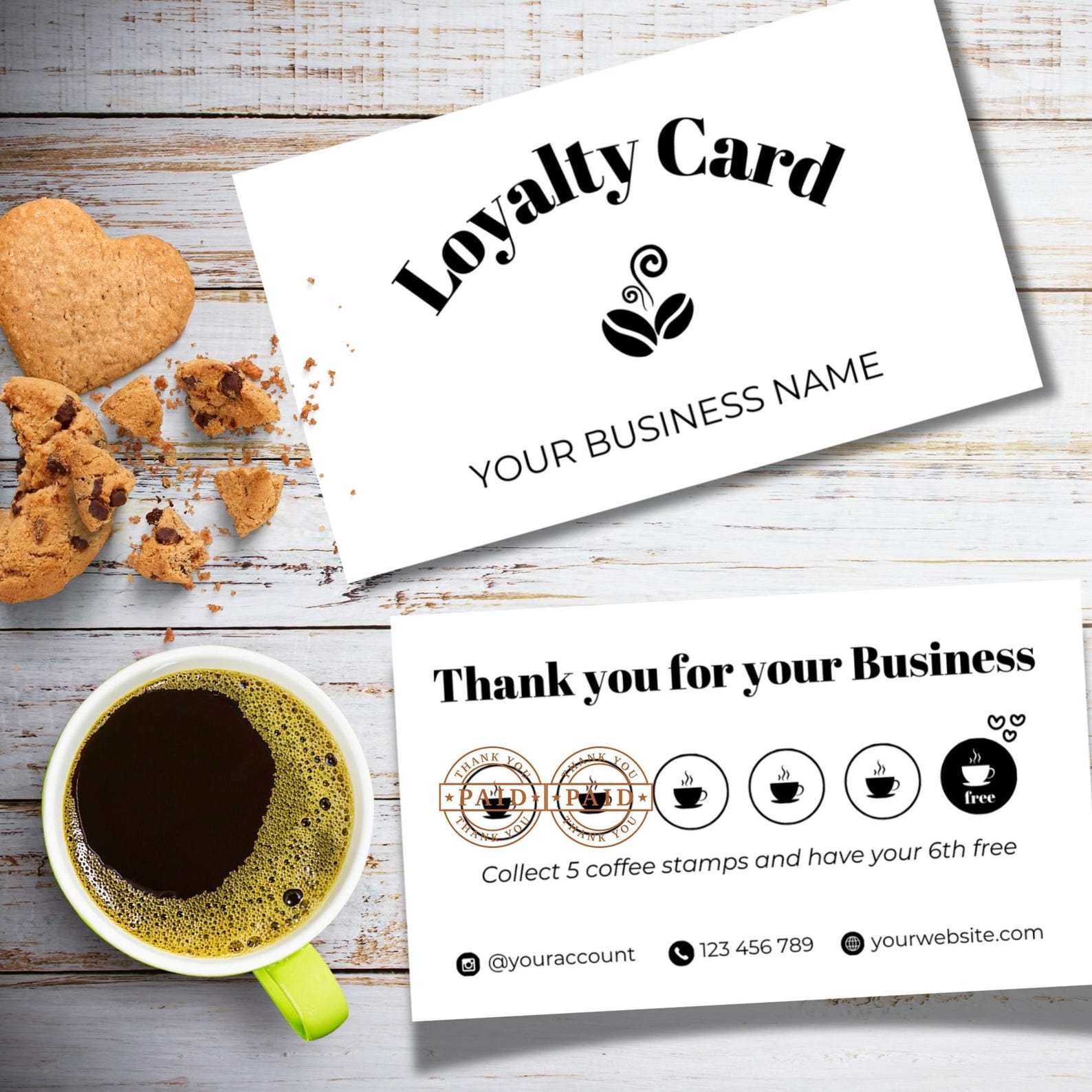 Coffee Loyalty Card | Editable Card Template | Customizable Rewards DIY ...