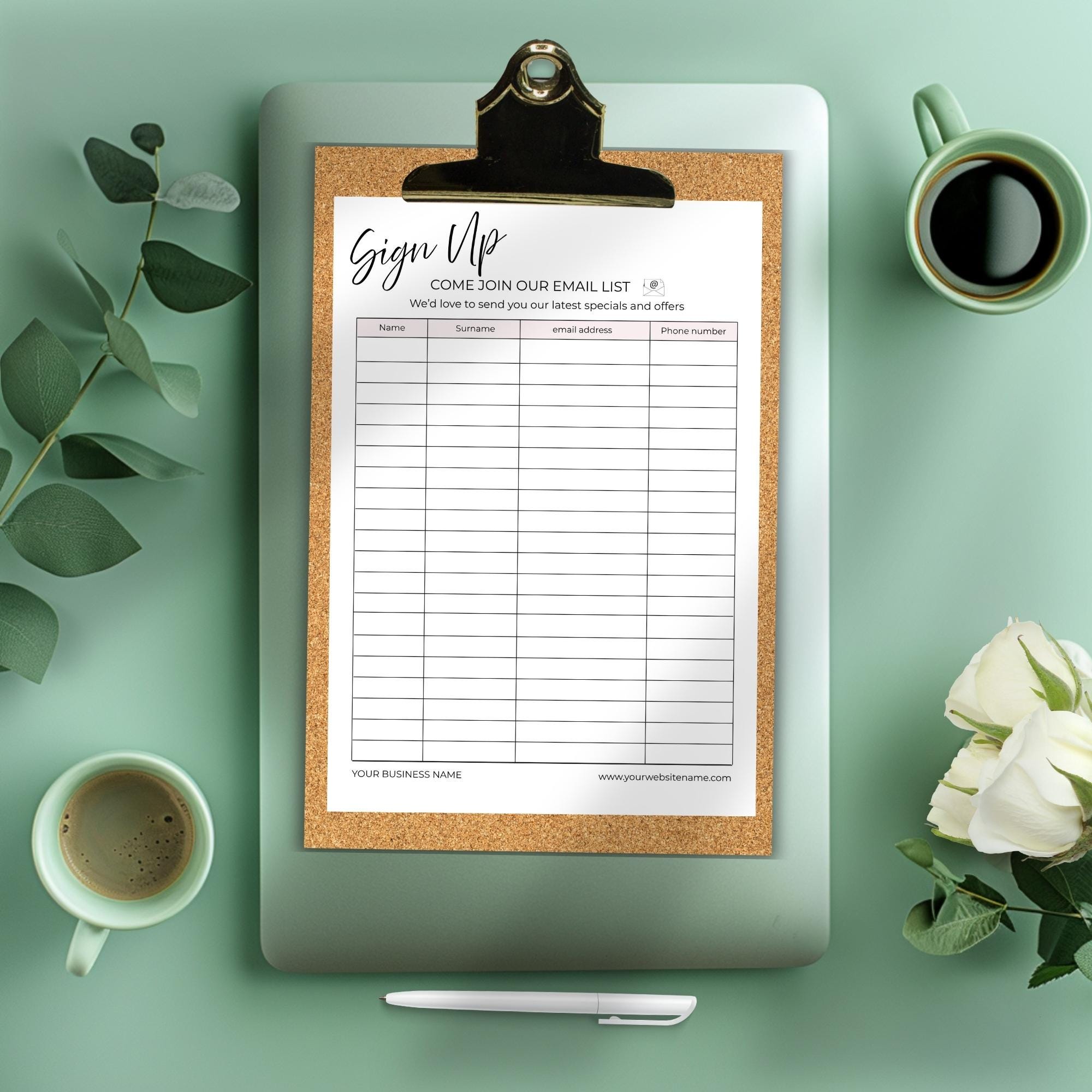 Email Sign up List Printable | Minimalist Email Sign up Form ...