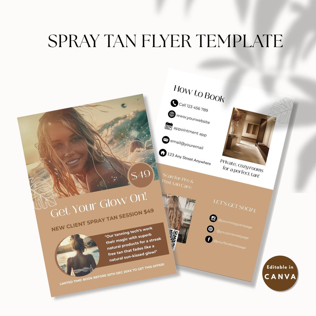 Spray Tan Business Flyer | Beauty Salon Marketing (canva Template) - Etsy