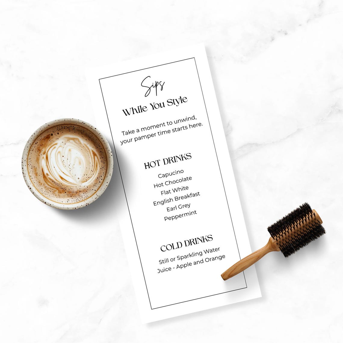 Salon Drinks Menu Template | Modern Spa Beverage List (canva Editable ...