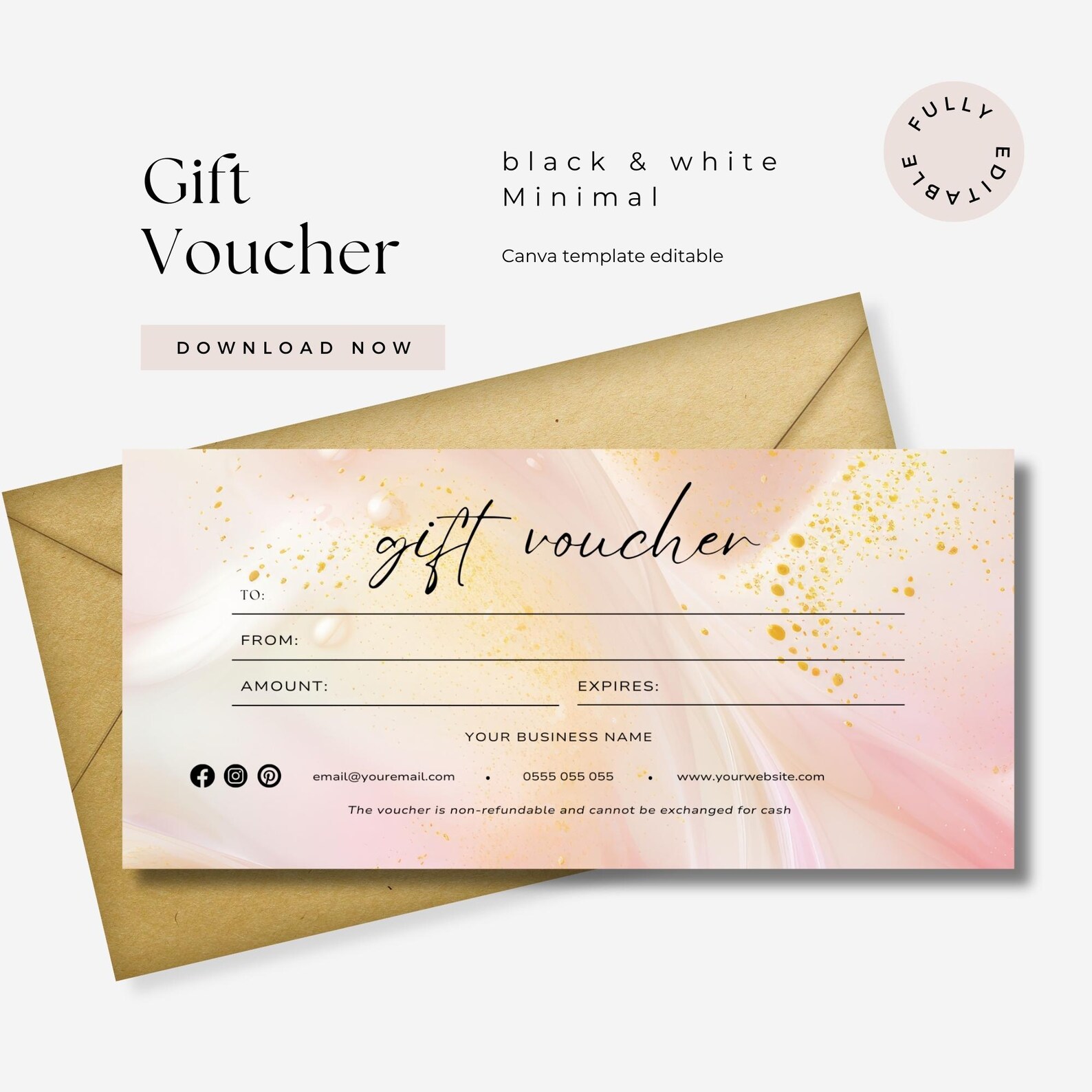 Printable Feminine Gift Card | Canva Template | Feminine Gift ...