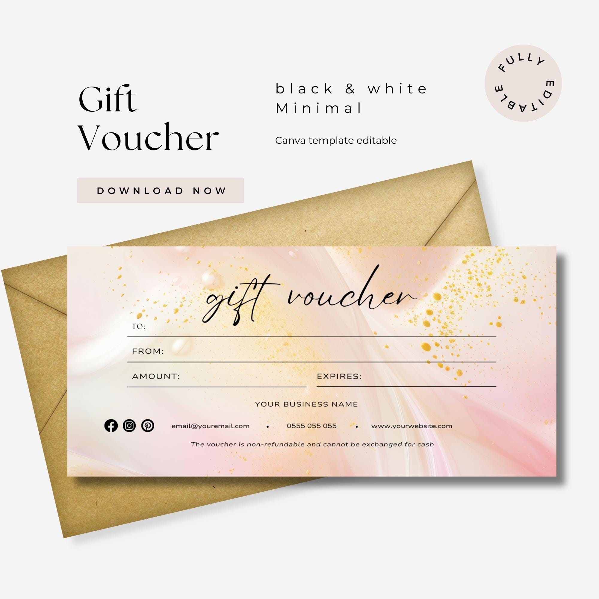 Printable Feminine Gift Card | Canva Template | Feminine Gift ...