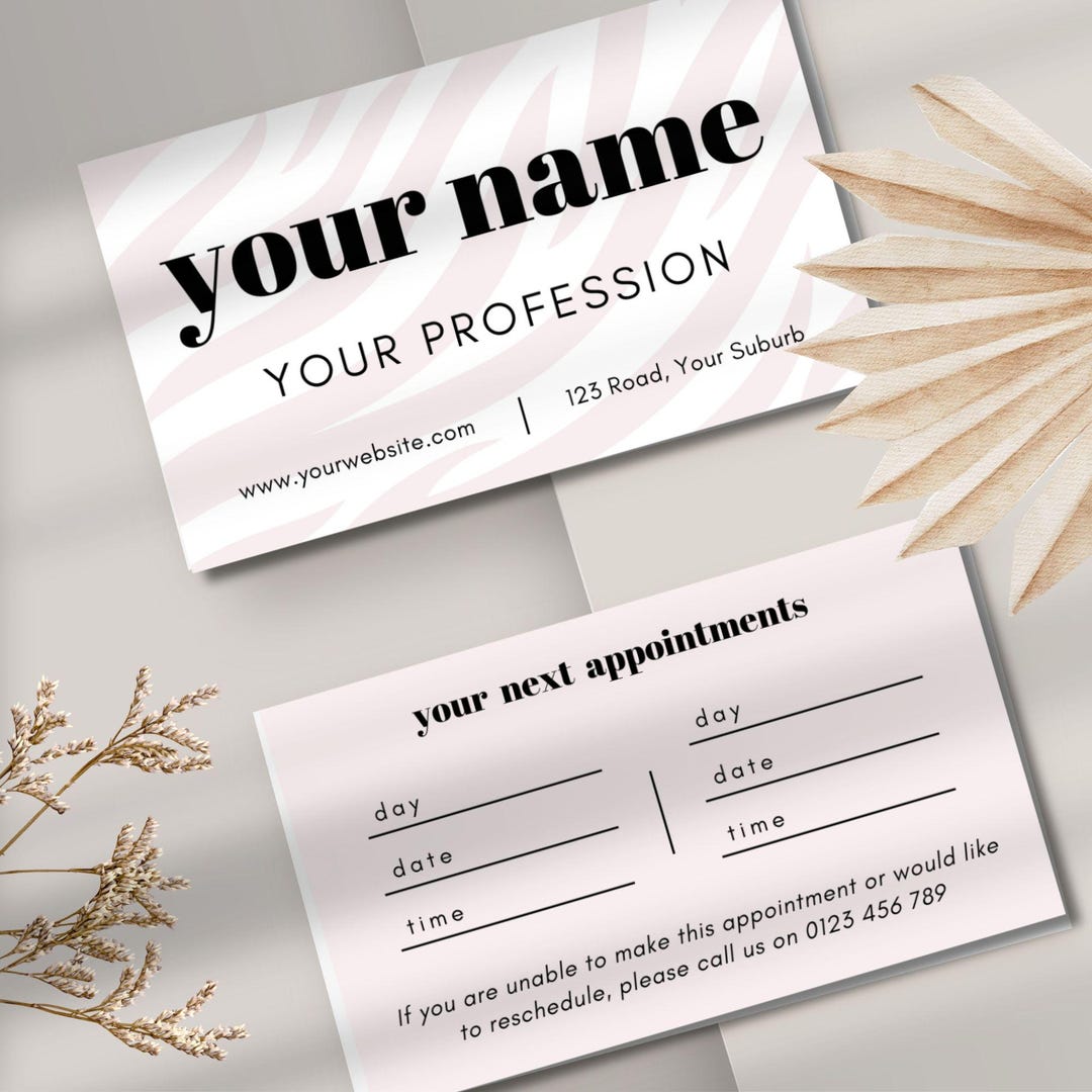 Funky Pink Appointment Card Template, Modern Business Reminder (canva ...